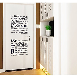 Large Quotes Wall Decal Inspirational Stickers Motivational Family Saying Decorative Nursery Art Kids Baby Home Letters Vinyl Peel & Stick Mural Art in This House We are a Family Love (Large)