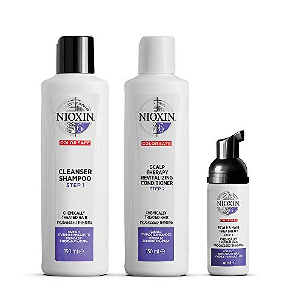 Nioxin System Kit 6, Strengthening & Thickening Hair Treatment, For Bleached & Chemically Treated Hair with Progressed Thinning, Trial Size (1 Month Supply)