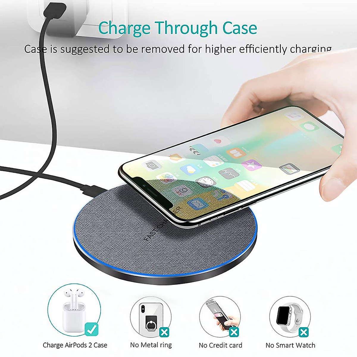 Fast Wireless Charger,20W Max Wireless Charging Pad Compatible with iPhone 16/15/14/13/12/SE/11/11 Pro/XS Max/XR,AirPods;FDGAO Wireless Charge Mat for Samsung Galaxy S24/S23/S22/Note,Pixel/LG