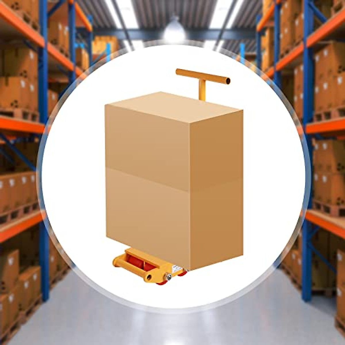 8T Dolly Skate Machinery Roller Mover 17600Lbs Heavy Duty Cargo Trolley Casters Machinery Mover 6 Wheels Industrial Machinery Mover Storage Yellow Dolly with Handle for Garage Shop