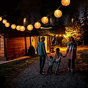 TIGOMOOV Lantern String Lights Plug in, Outdoor Lantern Lights String 9.83FT Pack of 10 Nylon Lantern String Lights for Patio,White Lights String for Bedroom(Lanterns Need Simple Assembly)