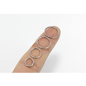 18G Surgical Steel Nose Rings Hoop Hinged Clicker Segment Helix Cartilage Daith Tragus Earrings Body Piercing Jewelry for Women Men Girls 6mm 8mm 10mm 12mm 4 pairs, Metal, No Gemstone