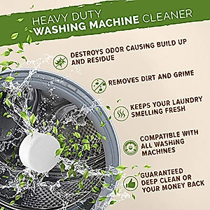 Renuv Heavy Duty Washing Machine Cleaner Descaler - Large Foaming Tablets For Front Load or Top Load, 6 Pack
