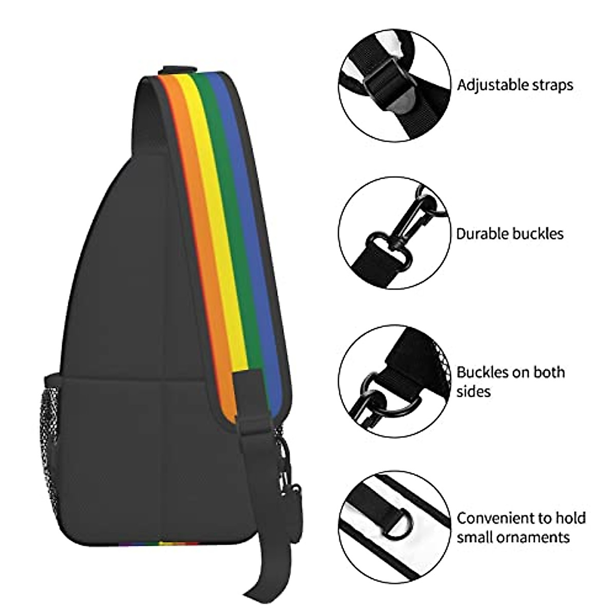 MANQINF Funny Rainbow Lgbt Gay Pride Sling Bag Crossbody Backpack for Men Women Lgbt Sling Backpack Hiking Daypack