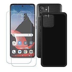 Black Cover for Motorola ThinkPhone + [2 Pack] HD Tempered Glass, Silicone Shell TPU Bumper Protective Back Case - Scratch Screen Protector for Motorola ThinkPhone (6,6")