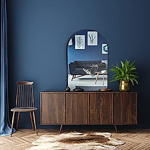 Sixty Times - Arch Mirror - 24" x 36" Inch - Black Arched Mirror, Wall Mounted, Boho or Modern Bathroom, Wall Decor for Entry, Hallway or Mantle Fireplace