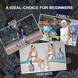 MYKUJA Pickleball Paddles Set of 2 |Fiberglass Pickleball Paddles with 4 Pickleball Balls,1 Pickleball Bag|Pickle Ball Paddles |Pickleball Gifts for Beginners(Youth Pickleball Paddles)