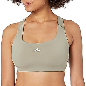 adidas Women's Powerimpact Training Medium-Support Bra, Silver Pebble/White, Large DD