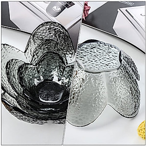 CALLARON Glass Containers Glass Japanese Bowls Flower Shaped Bowl Salad Mixing Bowl Crystal Fruit Candy Snack Bowl Decorative Appetizer Plates for Home Kitchen Tableware Terrarium