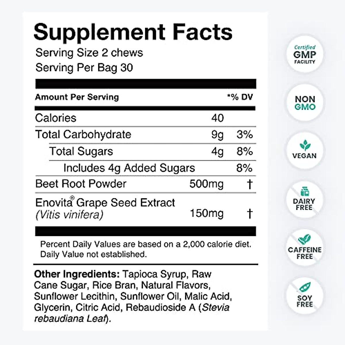 humanN SuperBeets Heart Chews - Nitric Oxide Production and Blood Pressure Support - Grape Seed Extract & Non-GMO Beet Energy Chews - Pomegranate Berry Flavor, 60 Count