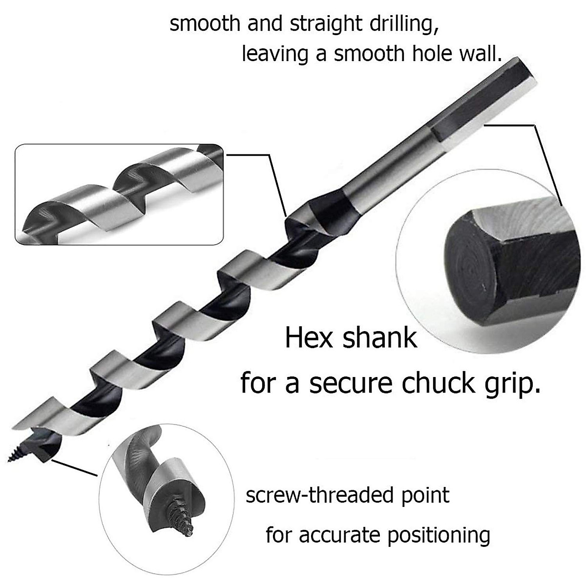 XMHF 2pcs Wood Carpenter Hex Shank Brad Point Augers Drill Bits Long Combination Wood Carpenter Bit,10mm/ 3/8" Twist Dia 9.05" Length