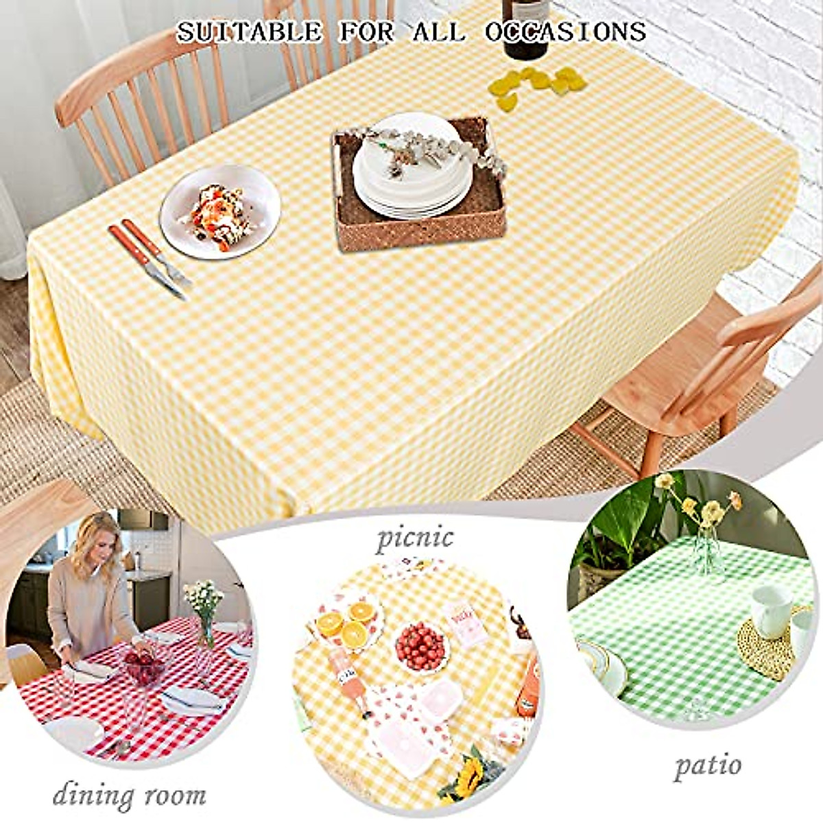 Buffelo Check Table Cloth Check Tablecloth Linen Buffalo Check Tablecloth Rustic Tablecloth (54*54", Yellow and White)