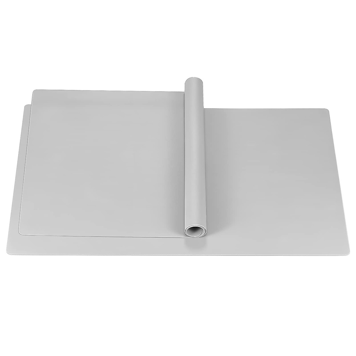 Silicone Mats for Kitchen Counter, Heat Resistant Mats for Countertop Protector, Waterproof, Washable, Non Slip, Multipurpose, Microwave, Cooking XL Large Silicone Mat, 23 x 15in, 1mm, Set of 2, Grey