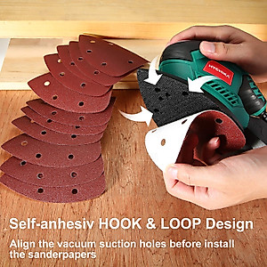 HYCHIKA Detail Sander, 14,000 OPM Compact Electric Sander Tool with 12 Pcs Sandpapers,Efficiency Dust Collection System,Suitable for Tight Spaces Sanding,Polishing,Removing Paint in Home Decoration