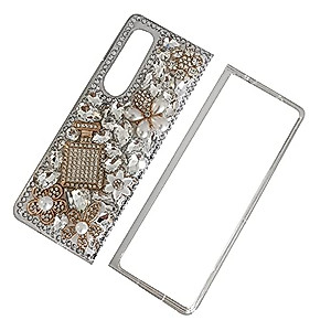 AiKeDuo for Galaxy Z Fold 4 5G Case 3D Handmade Sparkle Stunning Stones Crystal Coloured Diamond Bling Phone Case for Samsung Galaxy Z Fold 4 6.7 in Cover