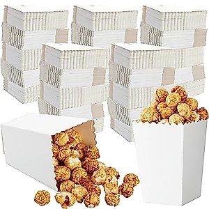 Dandat 500 Pcs White Popcorn Boxes Mini Paper Popcorn Box Cardboard Popcorn Containers for Party Movie Night Birthday Wedding Decoration(2.2 x 4.2 x 3 in)
