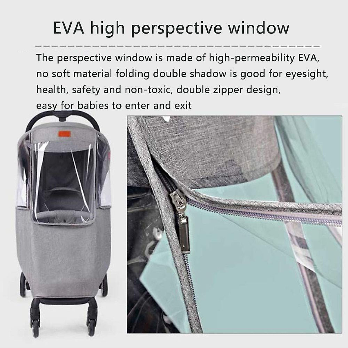 CTEGOOD Double Baby Stroller Rain Cover, Baby Carriage Rain Cover Waterproof, Windproof Protection Travel-Friendly, Outdoor Use Easy to Install and Remove