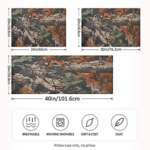 AUUXVA Satin Pillowcase for Hair and Skin Forest Tree Camouflage Pillow Cases Soft Pillow Cover Polyeaster Pillowcases with Envelope Closure Standard Size 20x26in