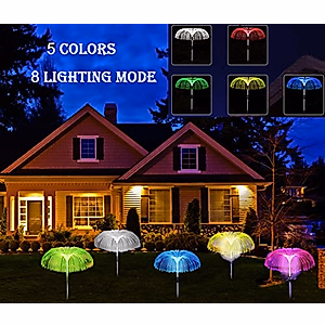 Atildp Upgraded Solar Garden Lights, 5 Pack Solar Jellyfish Lights with 8 Flash Mode Remote Control, Multi-Color Solar Lights Outdoor for Backyard Christmas Party Wedding Birthday
