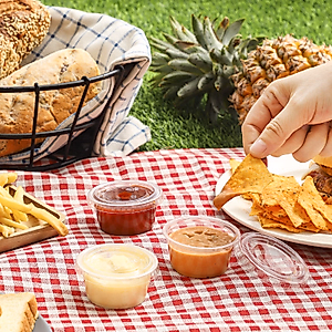 [650 Sets - 2 Oz ] Jello Shot Cups, Small Plastic Containers with Lids, Airtight and Stackable Portion Cups, Salad Dressing Container, Dipping Sauce Cups, Condiment Cups for Lunch, Party to Go, Trips