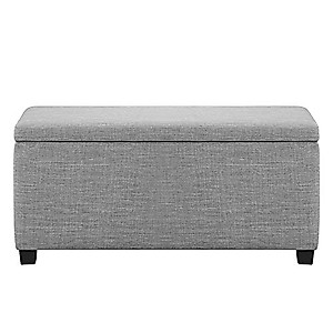 Amazon Basics Upholstered Rectangular Storage Ottoman and Entryway Bench, 35.5"W x 16.5"D x 17"H, Light Gray