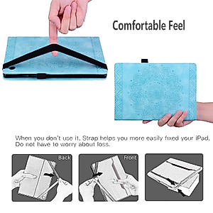 Rosbtib Case Compatible with Samsung Galaxy Tab S9/S8/S7 Cover, Premium PU Leather Folio Cover with Mandala Embossed Design for Galaxy Tab S9/S8/S7 - Blue