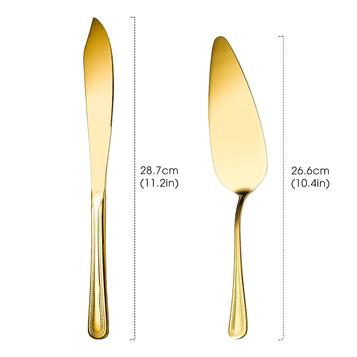 ERVILO Cake Knife and Server Set, Luxury Gold Cake Serving Set, Cake Pie Pastry Servers, Stainless Steel Cake Cutting Set Perfect For Birthday, Wedding, Parties and Events