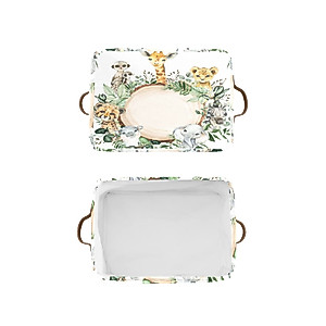 Joyestore Wild Jungle Animals Personalized Storage Bins Basket Cubic Organizer with Durable Handle for Shelves Wardrobe Nursery Toy 1 Pack