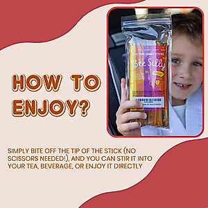 Honey Sticks Flavored (Pack of 50) - Raw Honey Straw Variety Pack for Tea, Coffee & Healthy Snack for Kids & Adults - Single Serve Pure American Honey Sticks by Bee Silly Honey