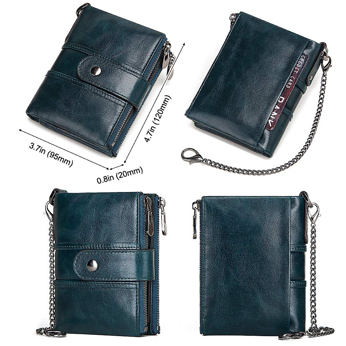 HARPIMER Womens Purse Leather Wallet RFID Blocking Ladies Purses with with Coin Pocket 16 Card Holder (Blue)