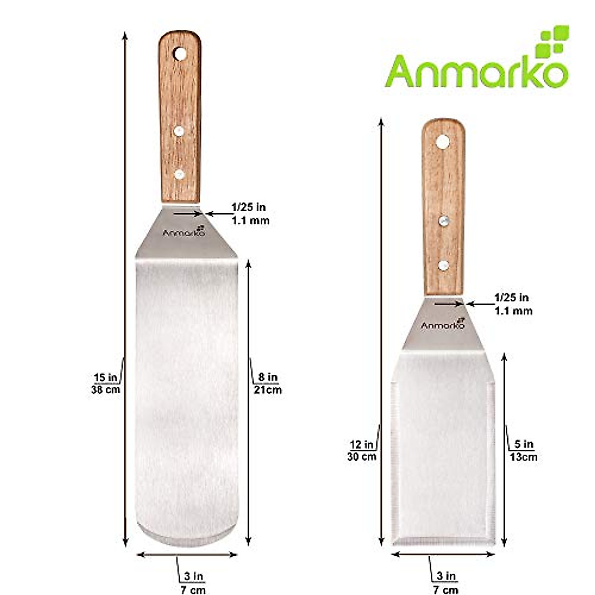 Metal Spatula Set - Griddle Long Spatula - Teppanyaki spatulas - Griddle Scraper and Pancake Flipper or Hamburger Turner - Stainless Steel Utensil great for BBQ Grill Flat Top - Commercial Grade