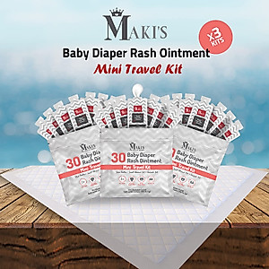 3 Pack - Maki's Baby Diaper Cream x 30 Individually Wrapped Packets | Value Pack | Diaper Cream and Ointment for Treatment & Prevention of Diaper Rash | Safe for Baby's Sensitive & Delicate Skin