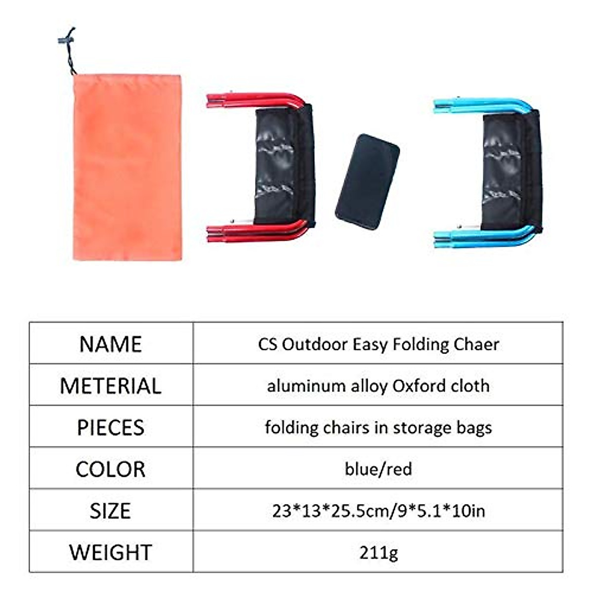 TRENTSNOOK Exquisite Camping Stool Outdoor Folding Chair Simple Folding Stool Portable Camping Fishing Train Stool Stool Camping Chair (Color : RED)