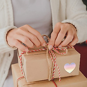 Mercei 1.5" Rainbow Heart Stickers, Heart Shaped Adhesive Sticker Labels, 500 Pcs Love Stickers for Personal and Business Uses