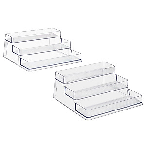 Sorbus Premium Spice Rack Organizer- Acrylic Seasoning Organizer for Cabinet- Durable Multipurpose Shelf Organizer- 3 Tier Storage for Room, Office, Countertop, Kitchen & Pantry Organization- 2 Pack