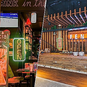 BESTIELAM Neon Sign, OPEN Neon Signs for Business, Ultra Bright Green & Red LED Neon Lights For Wall Decor & Room Decor, Restaurant, Store, Bar, Party Decoration, USB Powered, 9"x 16"