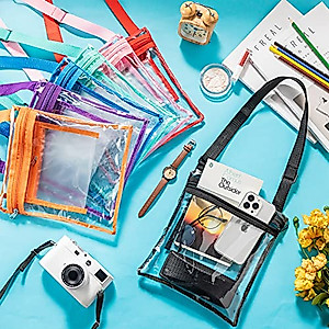 10 Pcs Clear Bag Stadium Approved Clear Crossbody Bag See Through Vinyl Transparent Crossbody Purse Clear Handbag with Inner Pocket and Adjustable Strap for Concerts Sports Events Festivals, 10 Color