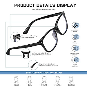 AIMISUV 5 Pack Reading Glasses for Women Men, Blue Light Blocking Computer Readers UV Glare(Multicolor, 1.5x)