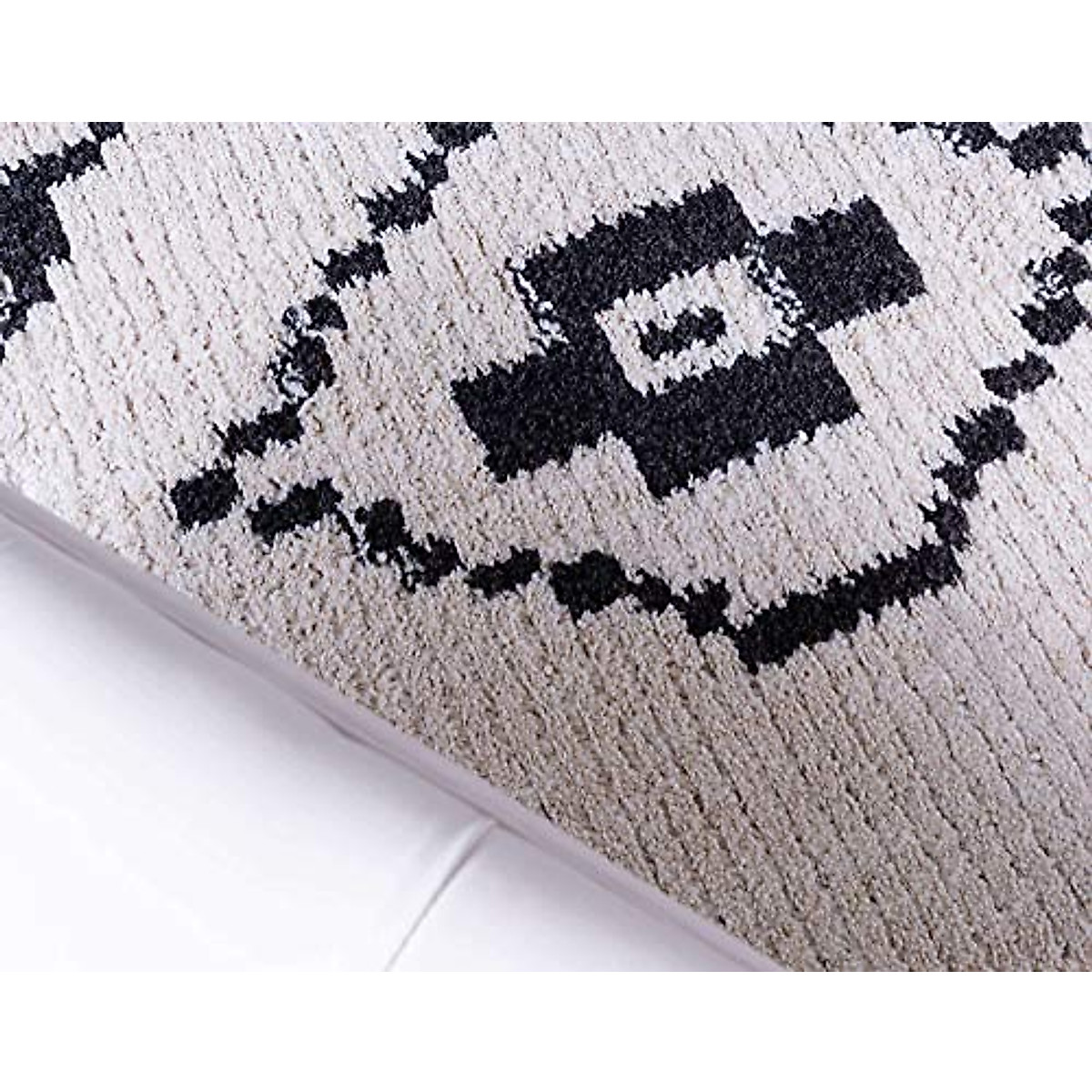 Unique Loom Morocco Collection Tribal, Southwestern, Bohemian Area Rug, 9' 0" x 12' 0", Ivory/Black