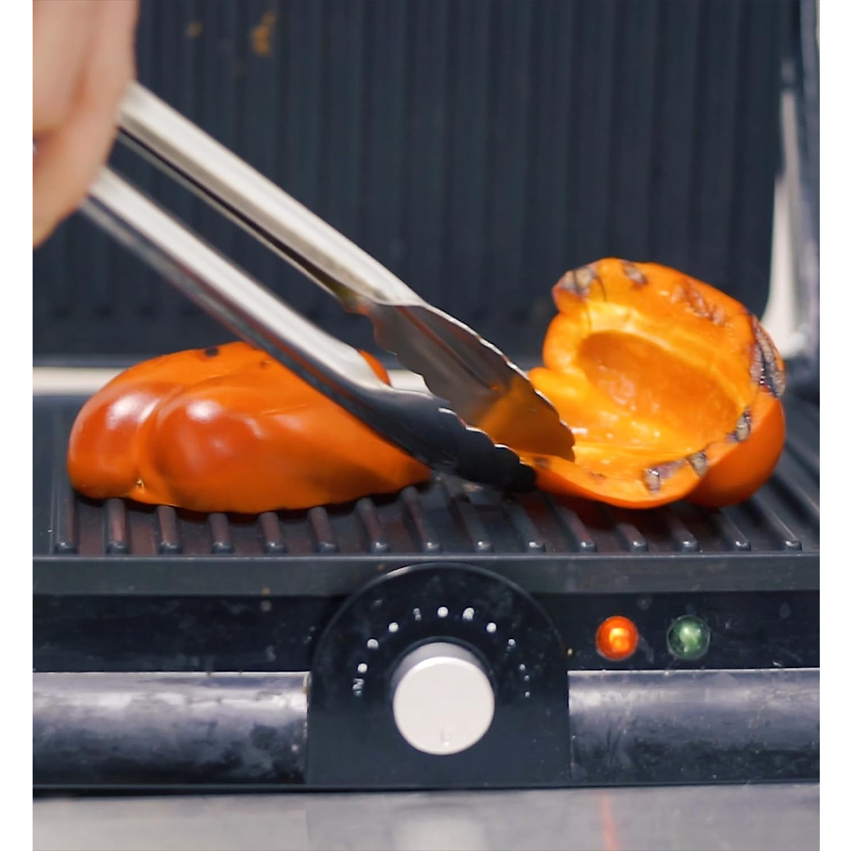 ALLTOP Metal Cooking Tongs,Stainless Steel Food Tong with No-slip Silicon and Locking Ring for Kitchen - 9 &12 inch,Set of 2-Black