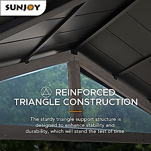 Sunjoy 13.5 x 13.5 ft. Hardtop Gazebo Outdoor Patio Black Steel Gazebo with LED Lights, AC Outlet, USB Port and A 3-Meters Universal Power Supply Cable, Black