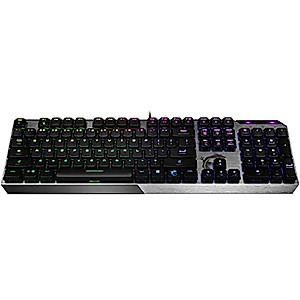MSI Vigor GK50 Low Profile RGB Mechanical Gaming Keyboard, Kailh White Low Profile Switches, Brushed Aluminum Design, Ergonomic Keycap Design, RGB Mystic Light