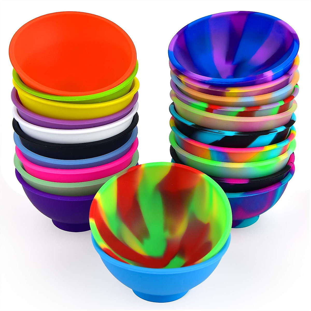 Coopay 22 Pieces Mini Silicone Pinch Bowls Multicolor Heat Resistant Snack Bowls Prep and Serve Bowls, Unbreakable, Flexible, 1.75 Oz