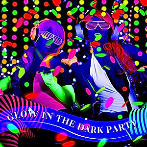 10000 Pieces Neon Confetti Round 5 Colors Confetti Party Table Decor Fluorescent Neon Party Supplies Glow in The Dark Paper Neon Tissue Paper for Neon Party, Birthday, Wedding Supplies