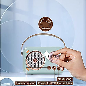 Portable Bluetooth Speaker with Microphone Set,Retro bluetooth speaker with Home Karaoke Machine,Portable Handheld Karaoke Mics Speaker Machine for Kids and Adults Home Party Birthday (Blue)