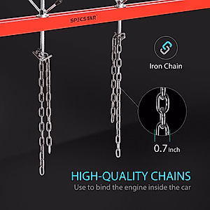 SPECSTAR 1100 Lbs Engine Support Bar Transverse Hoist for Motor Transmission with 2 Points Lift Holder and Dual Hooks