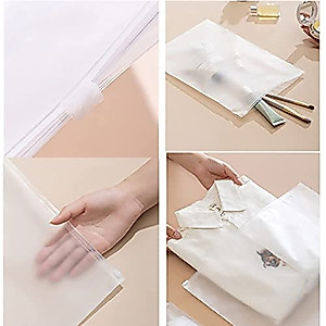 CherryPig JSJSYO 50Pcs Travel Storage Bags Frosted Resealable Bags Zip Lock Storage Plastic Bags Luggage Organiser Pouch Space Saver Storage for Clothes School Trip Size 14x10in