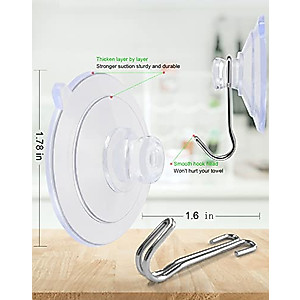 LUPYJI 15 Pack Suction Cup Hooks,Thicken Transparent Reusable Suction Cups for Glass/Kitchen/Bathroom/Shower Wall/Window/Door,Holds up to 4 lbs