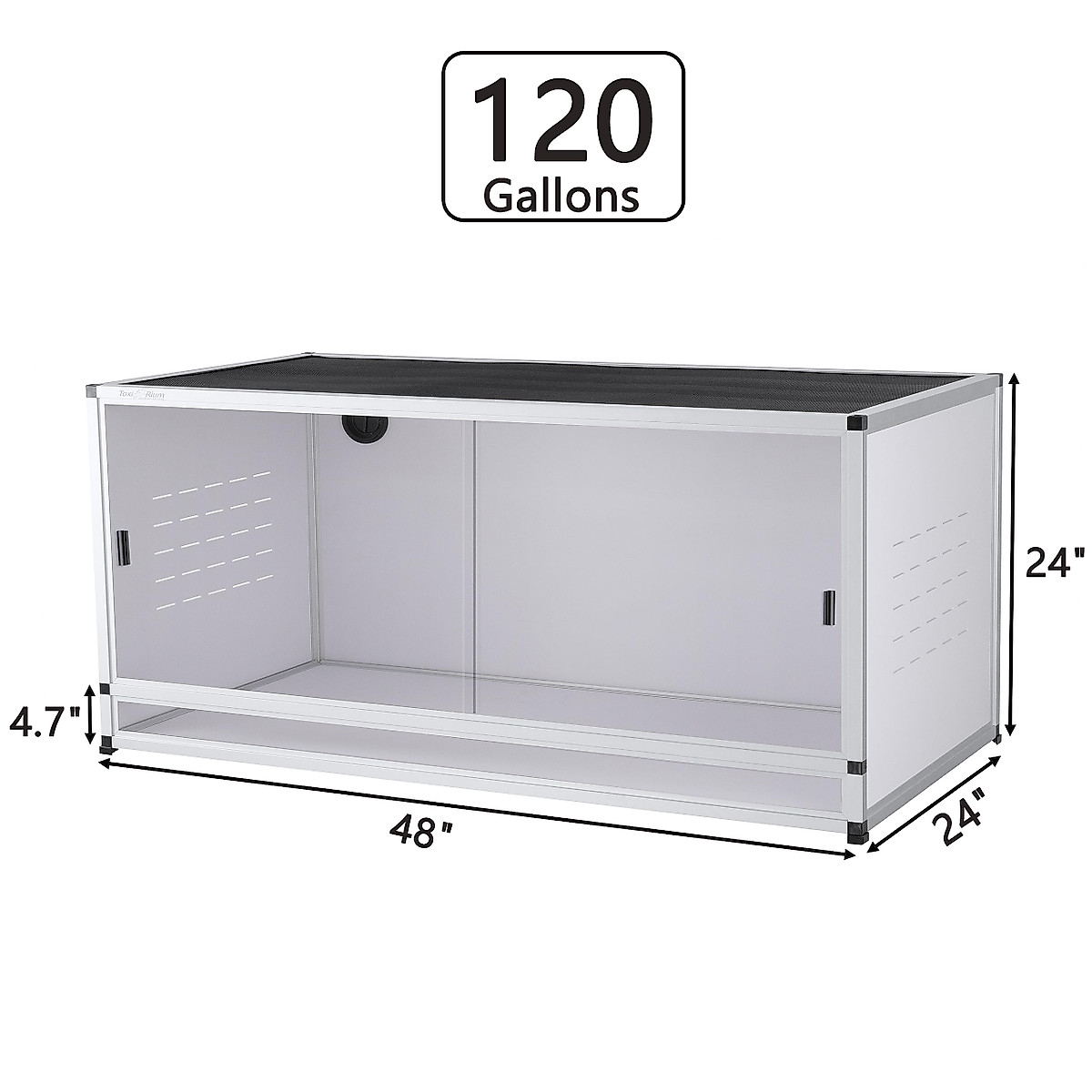 PVC Reptile Enclosure 48 * 24 * 24" Space Efficient Large Reptile Terrarium Habitat 120 Gallon for Bearded Dragon Gecko Lizard Snake, Wide Vivarium with Sliding Doors Lock (2pcs-White Panels)