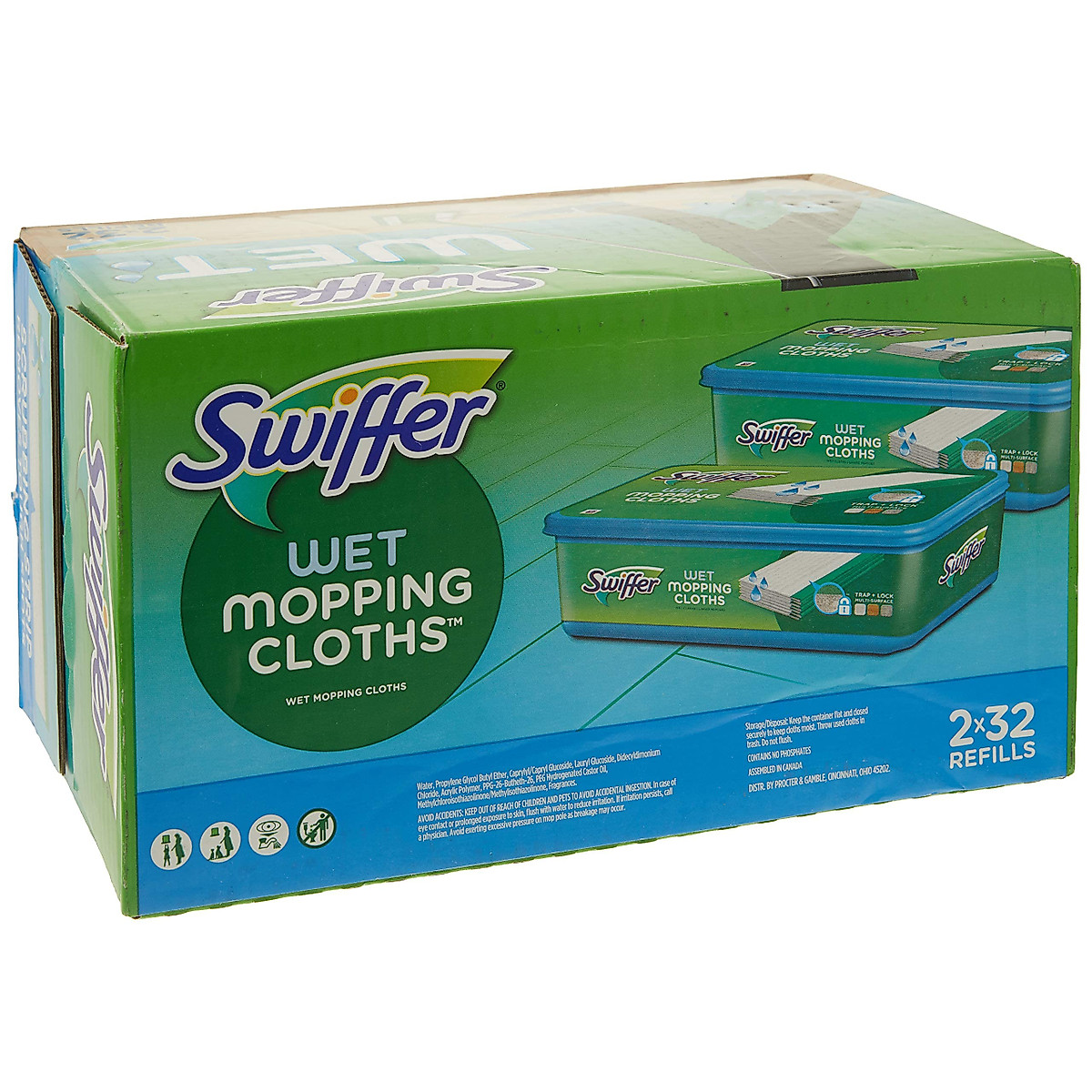 Swiffer Sweeper Wet Mopping Cloths Refills Open Window Fresh 32 Count Pack of 2